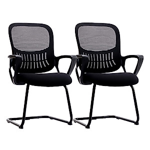 Sweetcrispy Office Desk Chair No Wheels, Stationary Non Rolling Mesh Mid Back Computer Guest Side Chair with Lumbar Support for Home Waiting Area Reception Conference Room Bedroom Carpet Kids