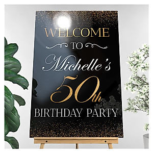 Custom Welcome Sign for Birthday Party - 50th Birthday Sign - 50th Birthday Party Welcome Sign - Personalized Birthday Banner – Welcome Poster for Birthday