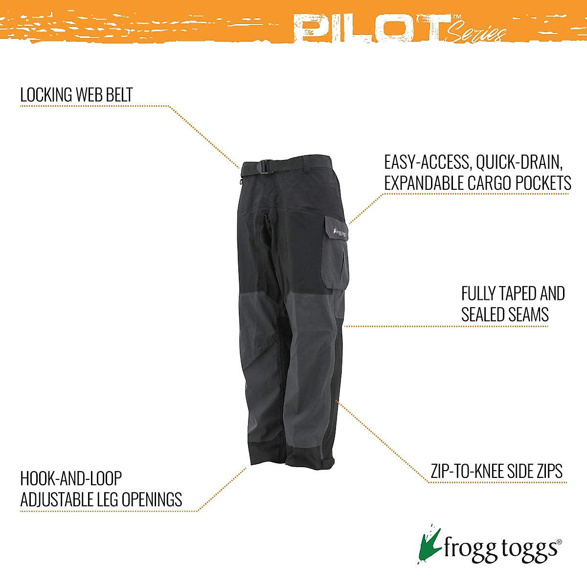 FROGG TOGGS mens Pilot Ii Guide Pant Pro Advantage Bib, Black/Charcoal, X-Large US