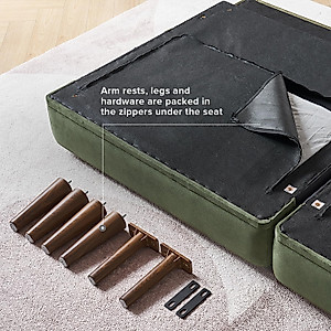 mopio Futon Sofa Bed, Couch, Small Sofa, Sleeper Sofa, Loveseat, Mid Century Modern Futon Couch, Sofa Cama, Couches for Living Room (Olive Green Premium Velvet)