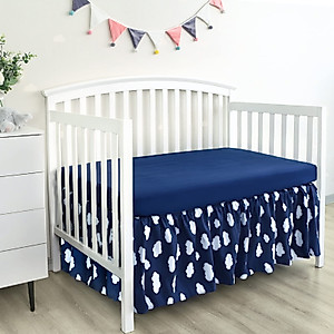 Crib Skirt Fit Standard Crib or Toddler Bed with Adjustable Straps Easy On/Off Pleated Dust Ruffled up to 14" Drop Cute Print for Girls and Boys Crib Bed Skirt Machine Washable