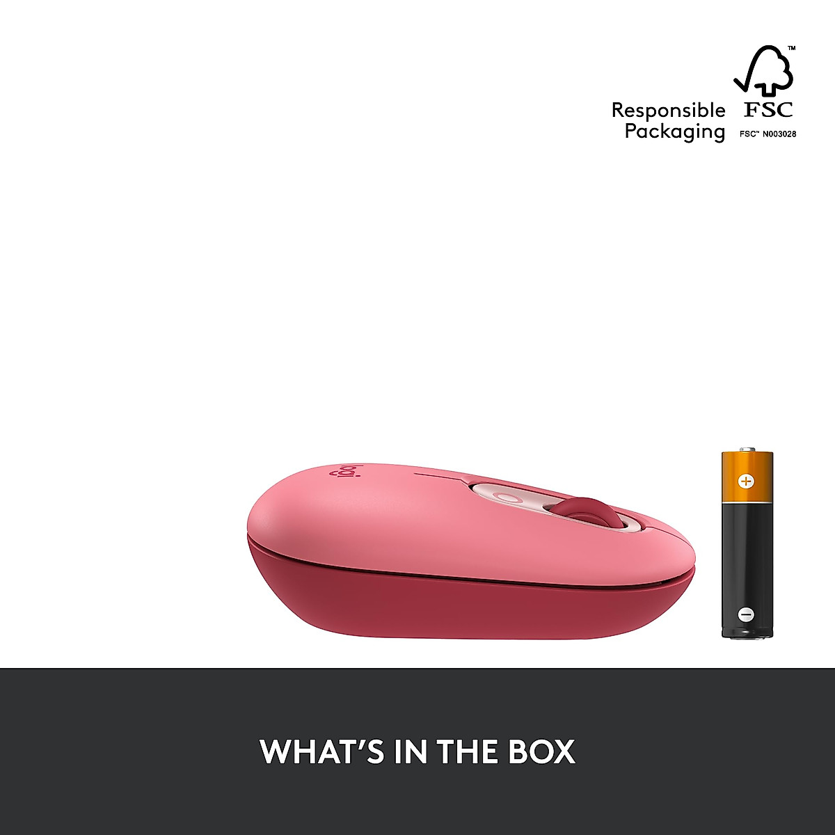 Logitech POP Mouse, Wireless Mouse with Customizable Emojis, SilentTouch Technology, Precision/Speed Scroll, Compact Design, Bluetooth, Multi-Device, OS Compatible - Heartbreaker Rose