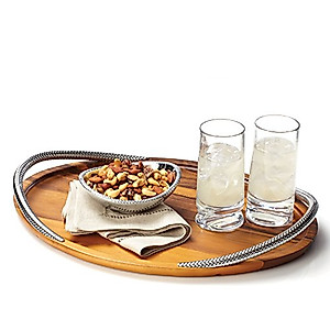 nambe Braid Serving Platter | 19-Inch | Large Serving Tray for Party | Platters for Serving Snacks, Food, Cookies | Dessert Platters | Kitchen Trays for Serving Pastries or Appetizers (Acacia Wood)