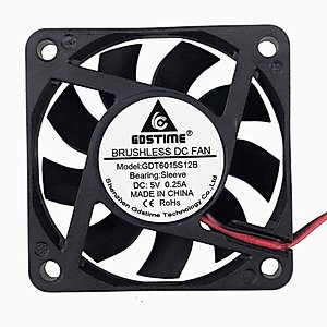 GDSTIME 60mm x 60mm x 15mm 5V 2PIN DC Brushless Cooling Fan