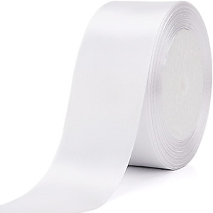Nsilu 25 Yards 1-1/2 inches Wide Satin Ribbon Suitable for Wedding, Party and Gift Box Packaging Ribbon (White, 1-1/2")