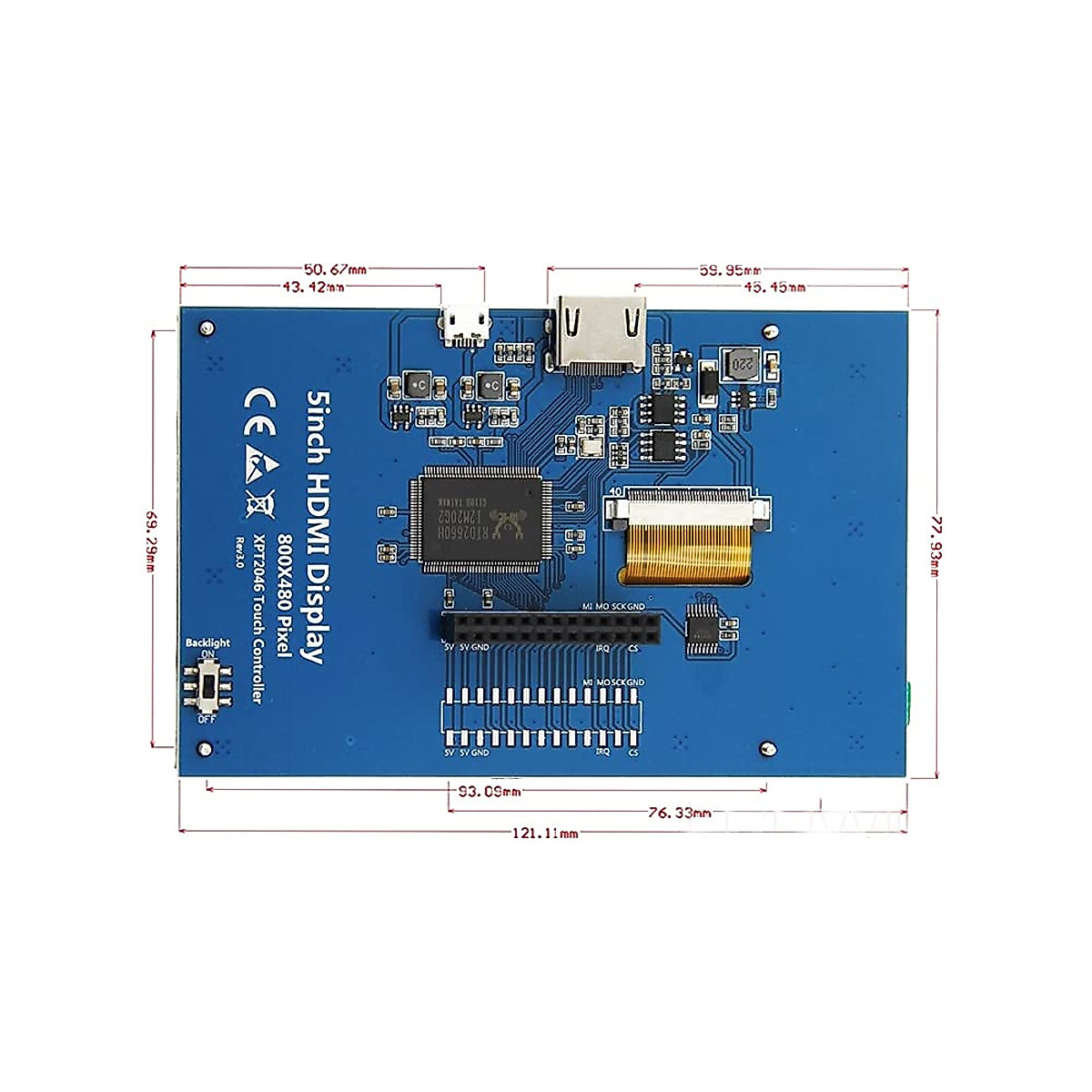 Treedix 5 Inch Display Touch Screen LCD Display HDMI Interface 800×480 Color Touch Screen Module with Touch Pen Compatible with Raspberry Pi 3B+/4B