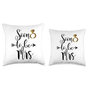 merry christmas Bridal Shower Bride Gift Future Wife Soon to Be Mrs Arrow Throw Pillow, 16x16, Multicolor