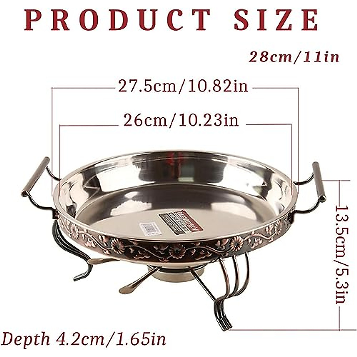 Stainless Steel Chafing Dish Alcohol Oven, Commercial Non Stick Grill Plate Barbecue Fondue Cookware, for Caterings Parties Buffet Server Warming Tray