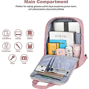 AO ALI VICTORY Laptop Backpack Women Teacher Backpacks Nurse Bag Anti Theft Travel Back Pack Large College Bookbag for Elementary Middle High School Teens Girls Student(Large, Pink)