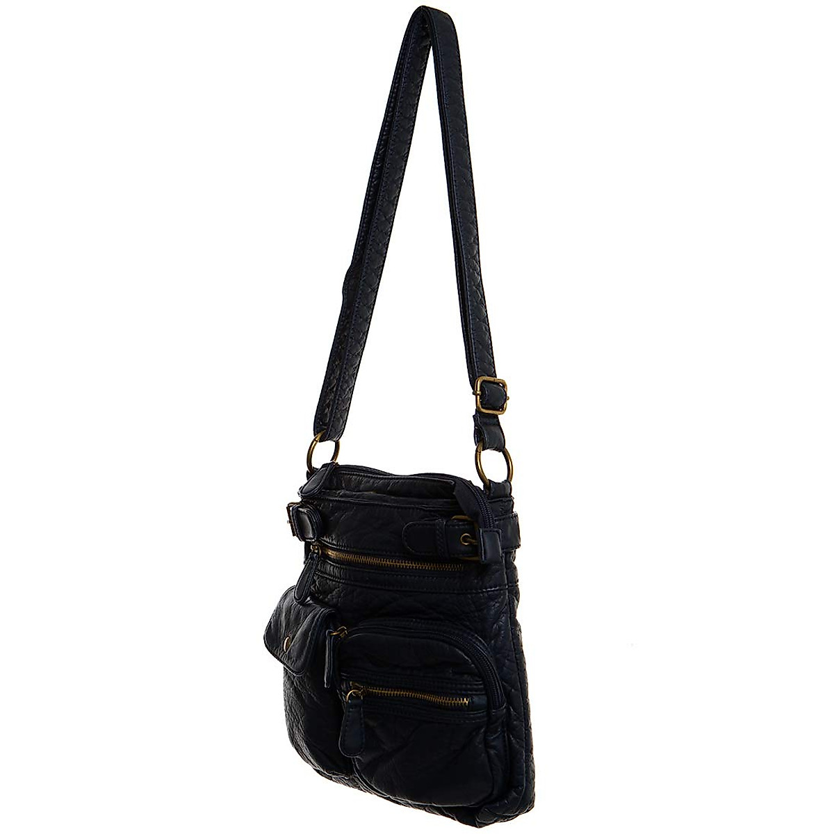 Ampere Creations Soft Vegan Leather Handbag Multi-functional Crossbody (Navy Blue)