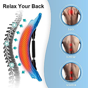 Back Stretcher with Detachable Heating Pad, Multi-Level Adjustable Timing Heat Therapy Back Cracker for Upper & Lower Back Pain Relief for Herniated Disc, Sciatica, Scoliosis