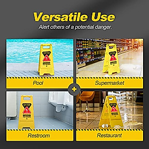 RoadHero 2 Pack Wet Floor Sign, 2-Sided Yellow Caution Signs, Bilingual Collapsible Warning Signs for Commercial Use 24"