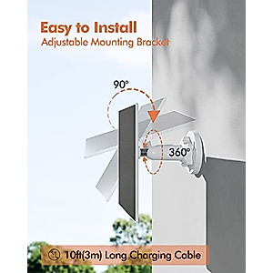Dzees 5W Solar Panel for Security Camera, Continuous Power Supply for PTZ D3 Rechargeable Battery Security Camera, 9.8ft Charging Cable with Waterproof Silicone Plug, DC 5V Micro USB Port
