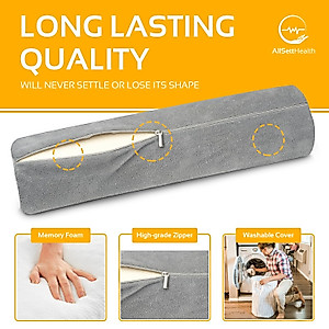 AllSett Health Cervical Neck Roll Memory Foam Pillow, Bolster Pillow, Round Neck Pillows Support for Sleeping | Bolster Pillow for Bed, Legs, Back and Yoga