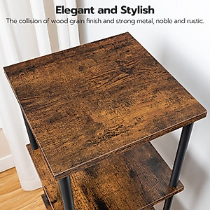 HOOBRO 6-Tier Corner Shelf, Corner Square Rack Display Shelf, Tall Storage Rack Plant Stand, Corner Bookcase for Small Spaces, Living Room, Home Office, Kitchen, Rustic Brown and Black BF55CJ01