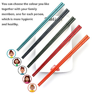 5 Pairs Chopsticks and Chop stick Helpers Set, Plastic Hinges Connector Training for Adults, Beginner, Trainers or Learner, Non-Slip Reusable and Replaceable, Dishwasher Safe (Cherry blossom)