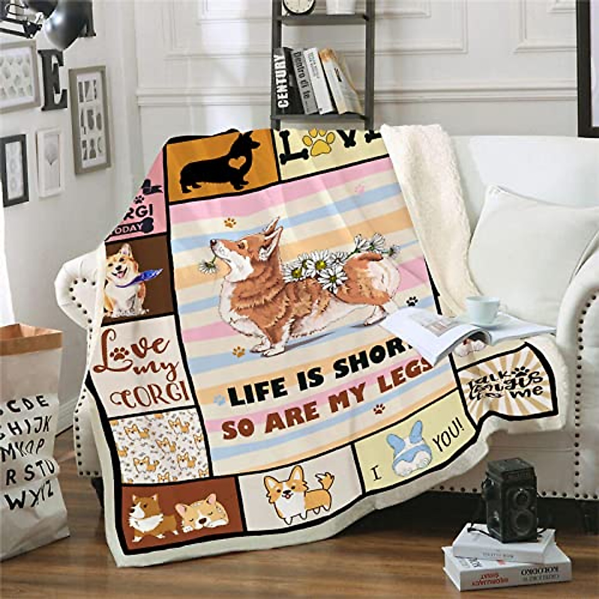 Corgi Gifts for Corgi Lovers, Cute Corgi Blanket, Lightweight Super Soft Cozy Throw Blanket for Sofa Bed Couch Chair Living Room 50 x 60 Inch, Corgi Gifts Christmas Birthday Gifts for Kids and Adults
