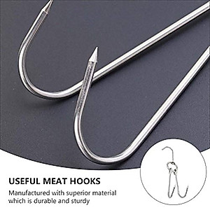 YARDWE 10Pcs Poultry Hanging Hook Stainless Steel Pork Hooks Meat Hook Heavy Duty for Bacon Roast Duck BBQ Grill Hanger Cooking Tools