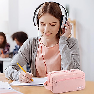 Large Capacity Pencil Case 3 Compartments, Portable Pencil Case with Zipper, Aesthetic Pencil Bag Pouch College Office School, Multifunctional Stationery Organizer for Students Teen Girl Boy Adults