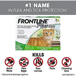 FRONTLINE Plus For Cats and Kittens Flea and Tick Treatment, 3 Doses