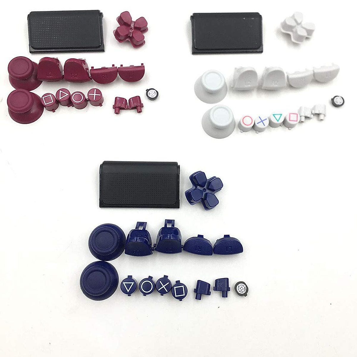 ABXY Trigger Button Dpad L1 R1 L2 R2 Direction Key with Analog Joystick Cap for Sony PS4 Pro Controller JDS-040 (Dark Blue)