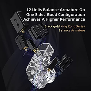 CCA CA24 in-Ear Monitors, 12 BA One Side HiFi in-Ear Earphones with Zinc Alloy Surface Resin Housing, HiFi Stereo IEM Wired Earphones/Earbuds/Headphones for Musician Audiophile(Black with Mic) …