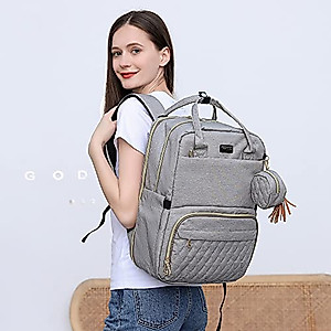 Herald 15.6 inch Laptop Backpack with Lunch Compartment for Women Men, Quilted Insulated Cooler College School Computer Bookbag Water Resistant Leak-proof Food Bag for Work Beach Camping Picnic Hiking