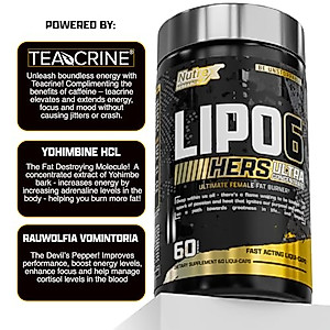 Nutrex Research Lipo-6 Black Hers Ultra Concentrate | Weight Loss Pills for Women | Fat Burner, Appetite Suppressant, Metabolism Booster for Weight Loss + Hair, Skin, & Nails Support | 60 Diet Pills