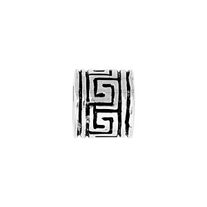 Sterling Silver Greek Key Charm Bead for Charm Bracelets fits 3mm Snake Chain Bracelets Oxidized Finish