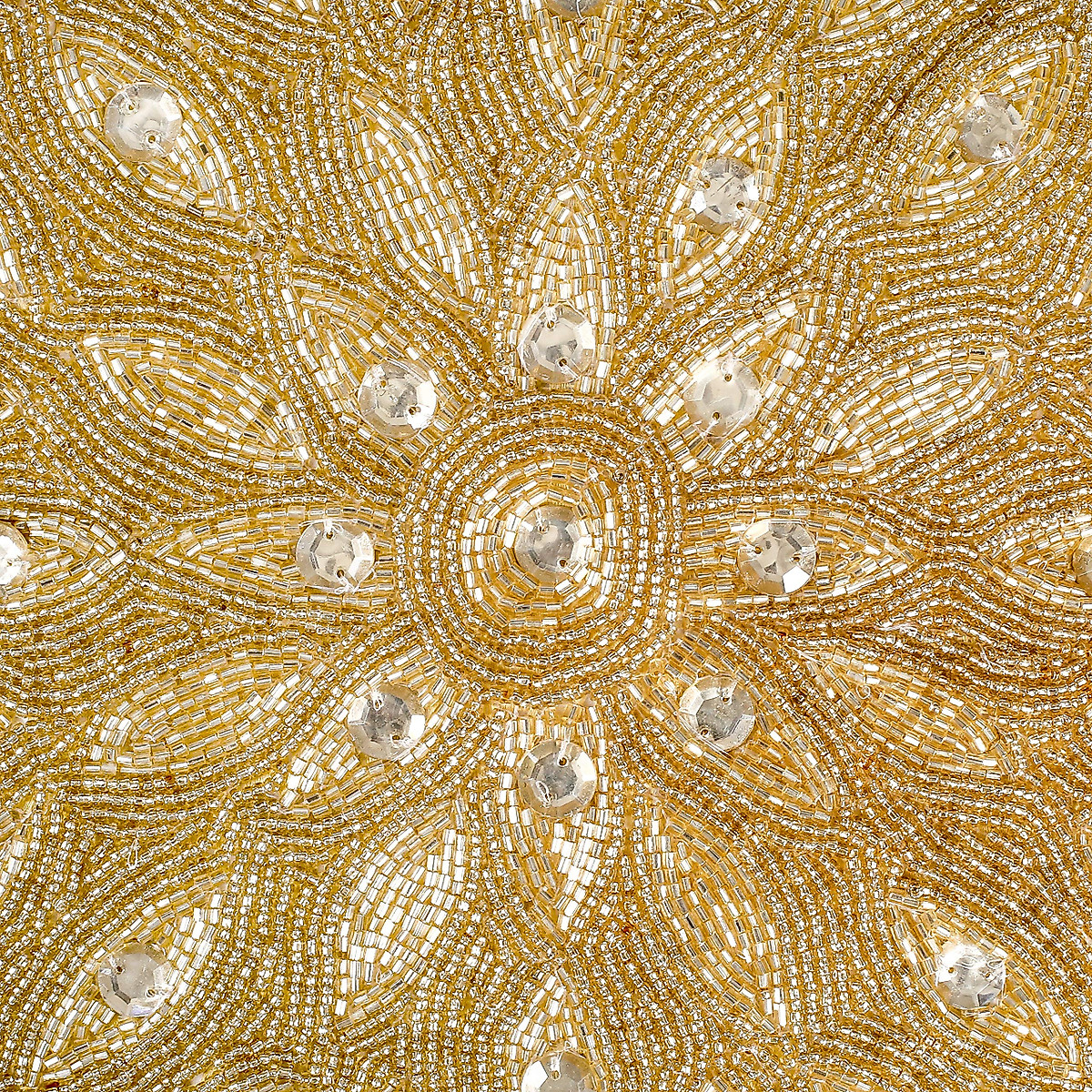 Gold Pillow Cover, Gold Decorative Pillow Cover 16x16 Inch, Gold Throw Pillow Cover, Hand Beaded Cushion Cover - Beautiful Elegant Accessory to Dress Up Couch Sofa & Bed - Cover Only - 1 Pack