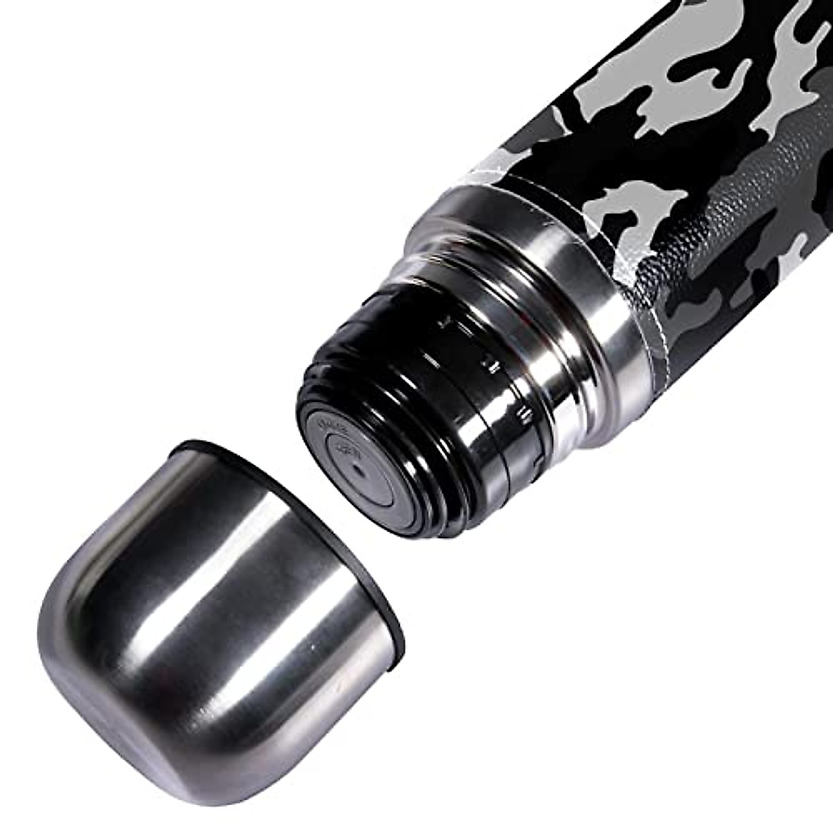 sdfsdfsd 17 oz Vacuum Insulated Stainless Steel Water Bottle Sports Coffee Travel Mug Flask Genuine Leather Wrapped BPA Free, Black and Grey Camouflage Pattern