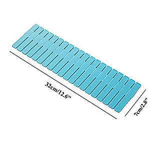 NewFerU Drawer Organizer Grid Dividers X 32, Adjustable Plastic DIY Partition Separators, Storage Box Tidy Inserts for Underwear Sock Bra Tie Scarf Tshirt Ornament Makeup Kitchen Cutlery (Blue)