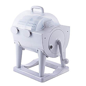 LAOLI Manual Portable Turbo Washing Machine Spin Dryer, Hand Cranked Turbine Washer Non-Electric Travel Laundry Washer Spin Dryer Combo for Camping Apartments Dorms RV Business Trip (White)
