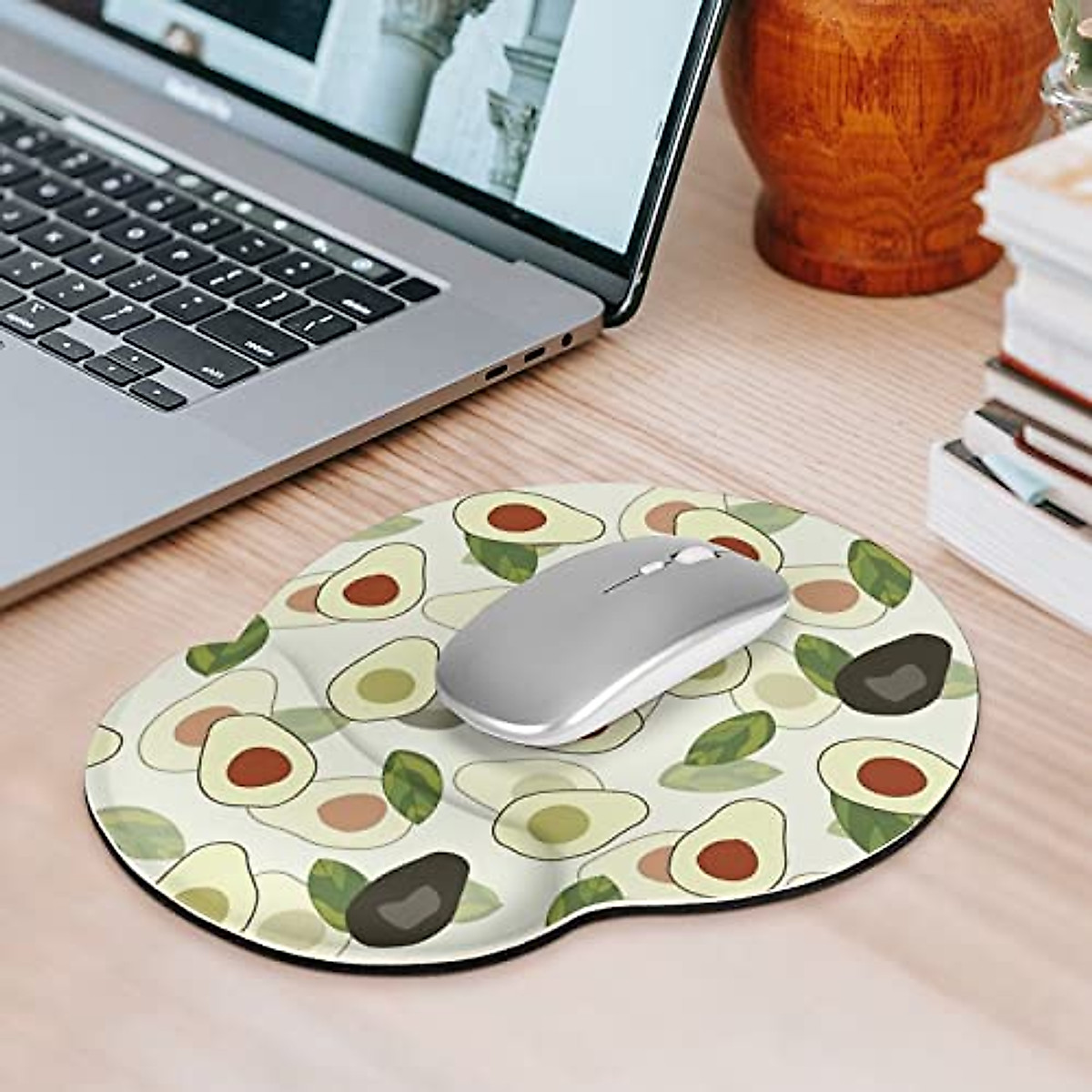 SEPTYK Green Avocados Pattern Ergonomic Mouse Pad with Wrist Support Rest Gel Non-Slip Rubber Base Mousepad for Computer Laptop Home Office Gaming Pain Relief