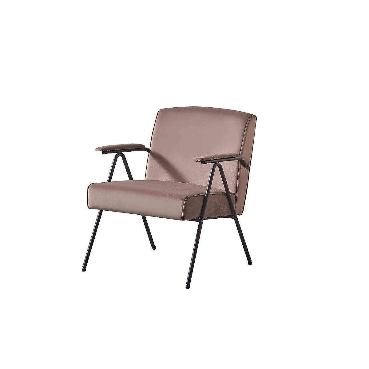 Epinki Cloth Leisure, Black Metal Frame Recliner Chair, for Living Room and Bedroom, Brown Furniture