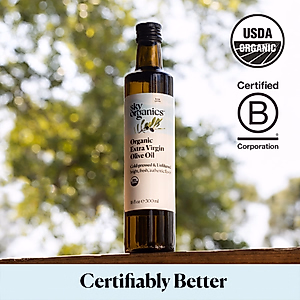 Sky Organics Organic Extra Virgin Olive Oil for Cooking, 100% Pure & Cold Pressed USDA Certified and Unfiltered, Bright, Fresh Autentic Flavor, Sourced from Small Organic Farmers in Greece, 16.9 fl oz