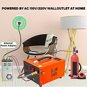 NDCYJG Pcp air compressor 4500PSI Portable PCP Compressor, 12V DC/110V AC PCP Airgun Compressor Manual-stop, w/External Power Adapter, Built-in Fan, Suitable for Paintball, Air Rifle, Scuba Bottle