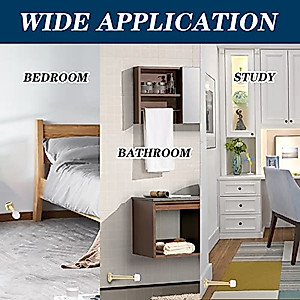 3 Inch Heavy Duty Solid Rigid Metal Gold Door Stop with Soft Rubber Tip, Protect Wall & Door,10 Pack