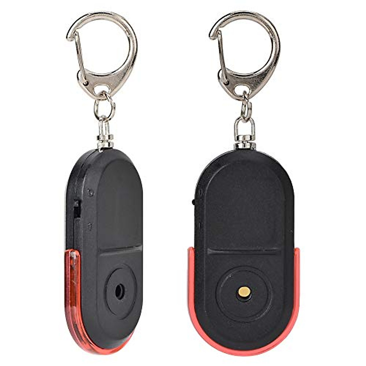Whistle Key Finder, Wireless Anti Lost Alarm Key Finder Lost Sound LED Light with Battery Red Ey Keyring Locator Whistle (Red)