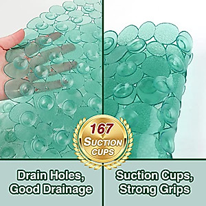 Bath Mats for Bathroom Tub 27x14 Inch,Bath Mat for Tub Feels Great on Tired Feet, Friendly Machine Washable Shower Tub Mats with 167 Big Suction Cups,Shower Mat,Bath Tub Mat, Green