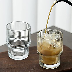 Bedside Water Carafe and Glass Set, Gencywe 28 OZ Pitcher & 6 OZ Cups, Vintage Glass Bedside Water Serving Carafe with Cup Set for Kitchen, Bedroom, Clear Juice Pitcher with Tumbler Glass (2-Piece)