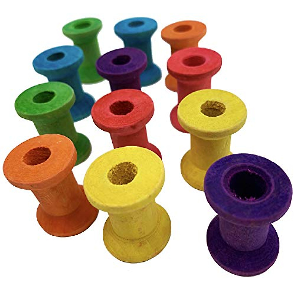 Bonka Bird Toys 2103 Pk12 Wood Bobbins Parrot Foot Craft Talon Cage Part Conure