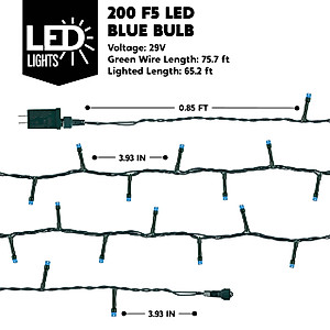 Joiedomi 200 LED Blue Halloween String Lights with 8 Modes 65.2FT Green Wire for Indoor Outdoor Holiday Décor Halloween Event Decoration, Tree, Eaves, Haunted House Theme Party