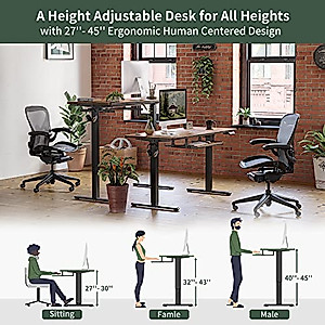 FEZIBO Height Adjustable Electric Standing Desk with Keyboard Tray, 40 x 24 Inches Sit Stand up Desk with Splice Board, Black Frame/Rustic Brown Top