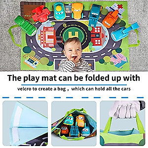 ALASOU Baby Truck Car Toy and Playmat Storage Bag(7 Sets)|Baby Toys 12-18 Months|Infant Toys for 1 2 3 Year Old boy Girl|1st Birthday Gifts for Toddler Toys Age 1-2