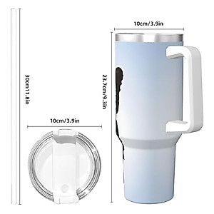 HULIBIN Blue Butterfly Print Double Deck Stainless Steel Travel Coffee Cup With Lid 40 Oz Ice Bully Cup