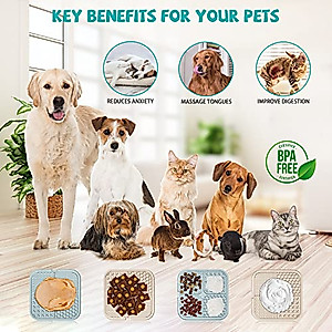 Dog Licking Mat Cat Slow Feeder,2 Pcs Lick Pad with Suction Cups,Calming Treat Mat Boredom & Anxiety Relief,Dog Puzzle Toys, Pet IQ Training Mat,Peanut Butter Bowls for Nail Trimming Bathing Grooming