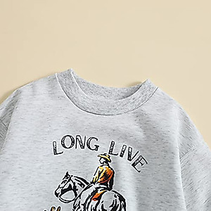 Western Baby Boy Girl Clothes Sweatshirt Romper Cow Oversized Bodysuit Onesie Fall Winter Baby Clothes (Long Live CowBoys, 12-18M)