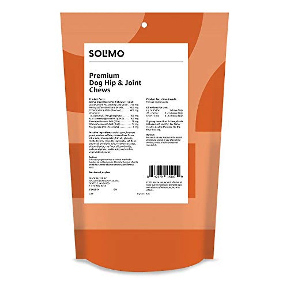 Amazon Brand - Solimo Premium Dog Hip & Joint Supplement Chews with EPA and DHA, 120 Count