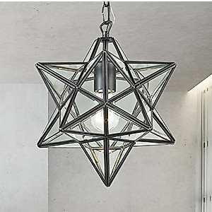 Elk 9-Inch Moravian Star Pendant - 145-001 Mini Pendant in Clear Glass and Oil Rubbed Bronze – LED Bulb, Dimmer and Smart Switch Compatible - Farmhouse and Eclectic Room Décor - Ceiling Light Fixture
